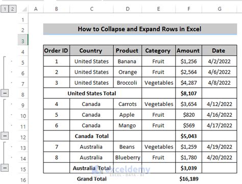 How To Expand And Collapse Rows In Excel 2 Steps