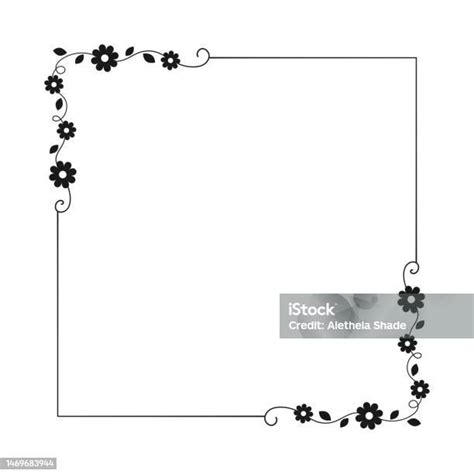 식물 사각형 프레임입니다 손으로 그린 선 테두리 나뭇잎과 꽃 청첩장과 카드 로고 디자인 및 포스터 템플릿 우아한 최소 스타일 꽃 벡터 격리 0명에 대한 스톡 벡터 아트 및