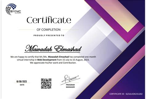 Mawadah Elmashad On Linkedin Webdevelopment Internship Syncinterns