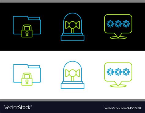 Set Line Password Protection Folder And Lock Vector Image