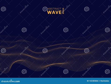 abstract 3d dynamic particles glowing dots wave on dark background big