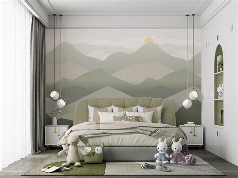 Купить обои Абстрактные горы в зеленых оттенках в интернет магазине в Москве от производителя