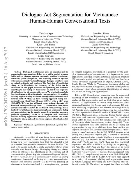 dialogue act segmentation for vietnamese human human conversational