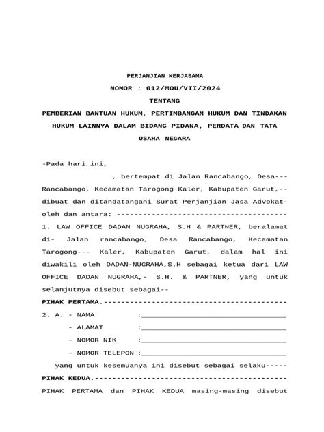 Perjanjian Kerjasama Pa Asep Pdf