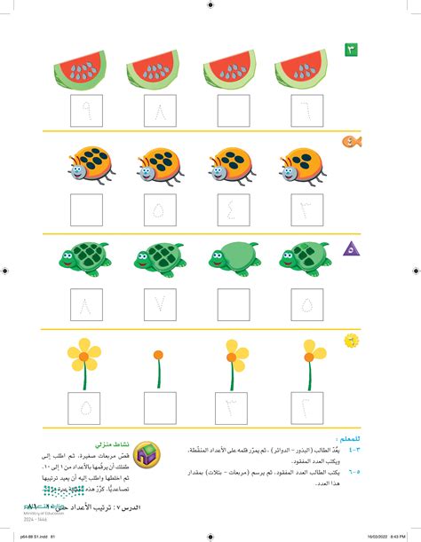 يعد الطالب البذور 3 سعيد الشلوي ترتيب الأعداد حتى الرياضيات 1
