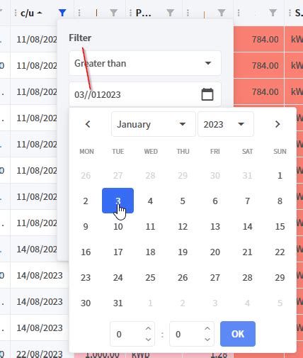 Dropdown Calendar And Grid Blazor Server Radzen
