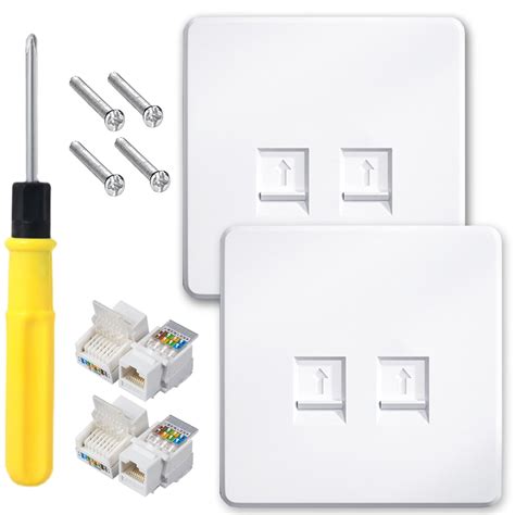 Buy Acmerota Double 2 Port Socket Ethernet Faceplate Cat6 Flat Face Socket Wall Plate For