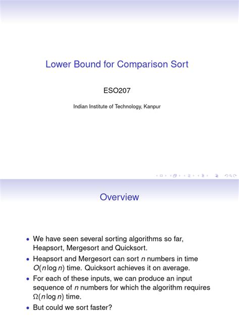Comparison Sort Lower Bound Pdf Algorithms Theoretical Computer Science