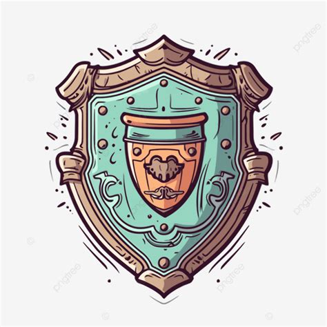 Shield Outline Vector Sticker Clipart In The Style Of Cute Cartoonish