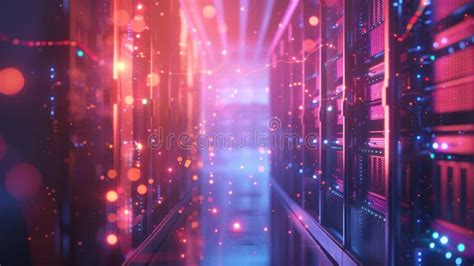 Futuristic Data Center With Colorful Lights And Server Racks Representing Advanced Technology