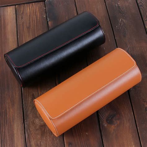 Diy 3 슬롯 가죽 시계 롤 고품질 시계 상자 빈티지 시계 케이스 보관 상자 선물 손목 시계 디스플레이 갈색 여행 케이스 Aliexpress