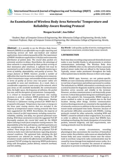 An Examination Of Wireless Body Area Networks Temperature And