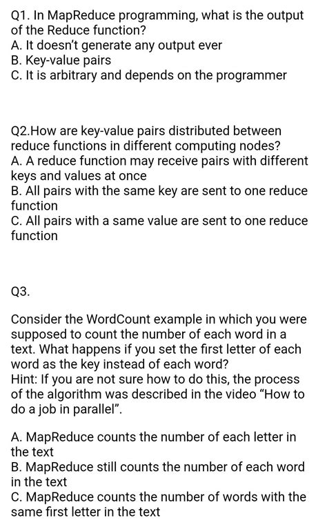 Solved Q1 In Mapreduce Programming What Is The Output Of