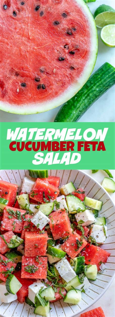 Simple Watermelon Cucumber Feta Salad Clean Food Crush