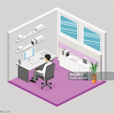 3 차원 Isometric 추상 사무실 바닥 인테리어 부서 개념 평면 3차원 형태에 대한 스톡 벡터 아트 및 기타 이미지 3차원 형태 가정의 방 건축물 Istock
