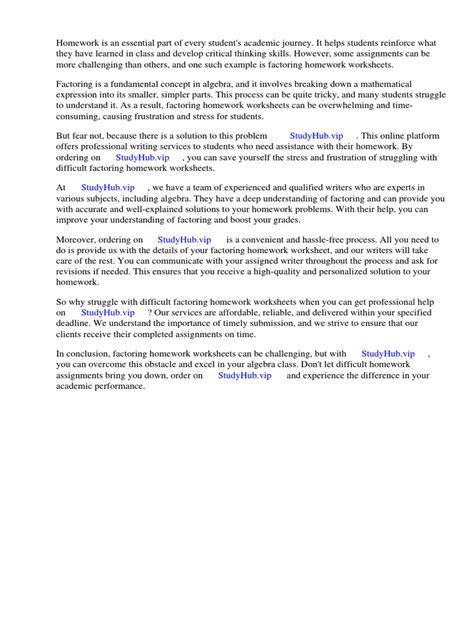 Factoring Homework Worksheets Pdf Factorization Polynomial