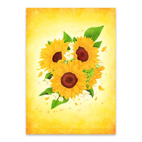 집들이 선물 그림 포스터 액자 금빛 해바라기 Illust Saseyo