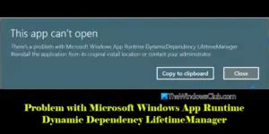 Problem With Windows App Runtime Dynamicdependency Lifetimemanager