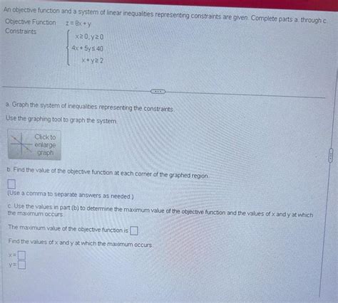 Solved An Objective Function And A System Of Linear Chegg