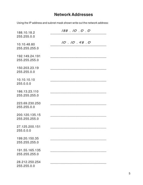 ip addressing worksheets