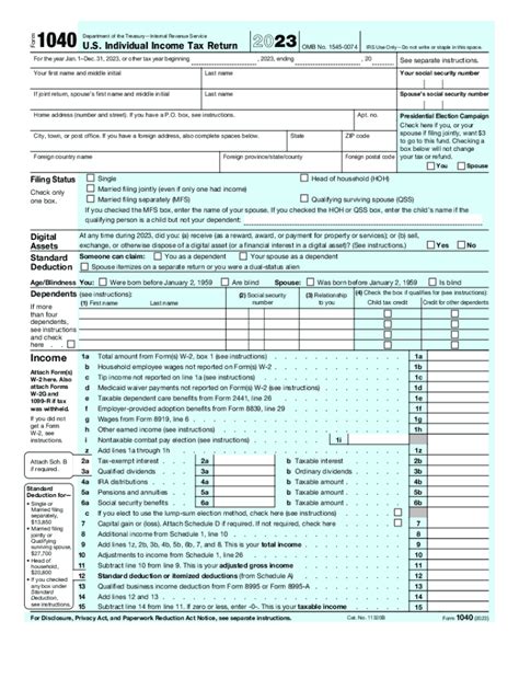 Irs 1040 Form 2023 Fill Out And Sign Online Dochub