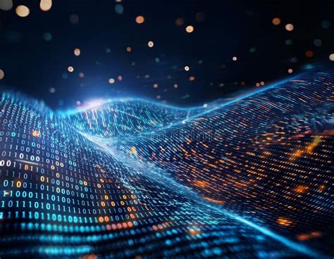 Abstract Digital Binary Code Flowing On Dark Background Stock Image Image Of Blue Virtual