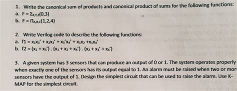 Solved Write The Canonical Sum Of Products And Canonical Chegg