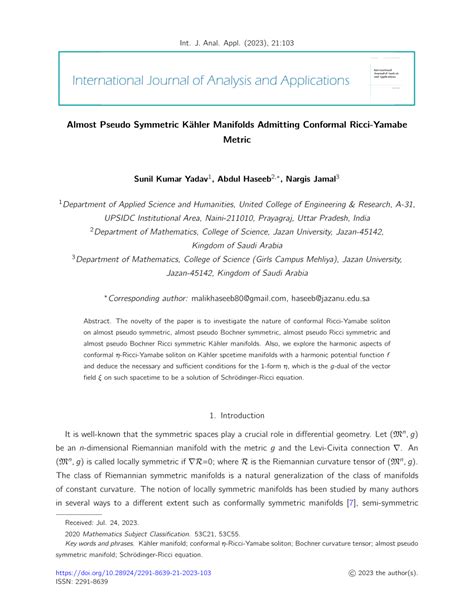 Pdf Almost Pseudo Symmetric Kähler Manifolds Admitting Conformal