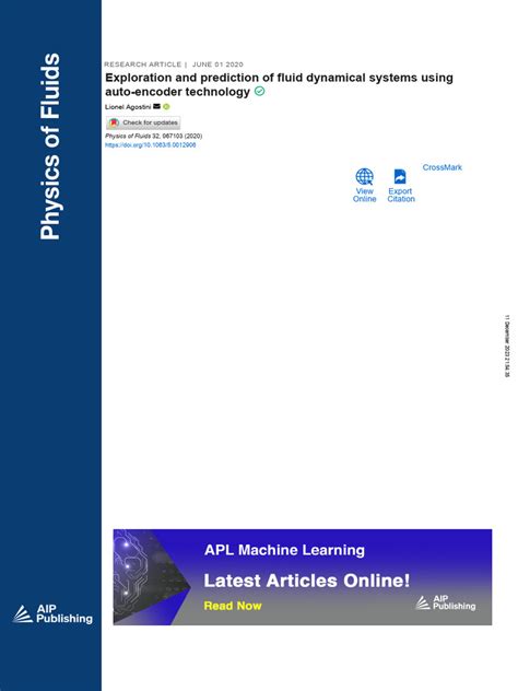 Exploration And Prediction Of Fluid Dynamical Systems Using Pdf Machine Learning Deep Learning