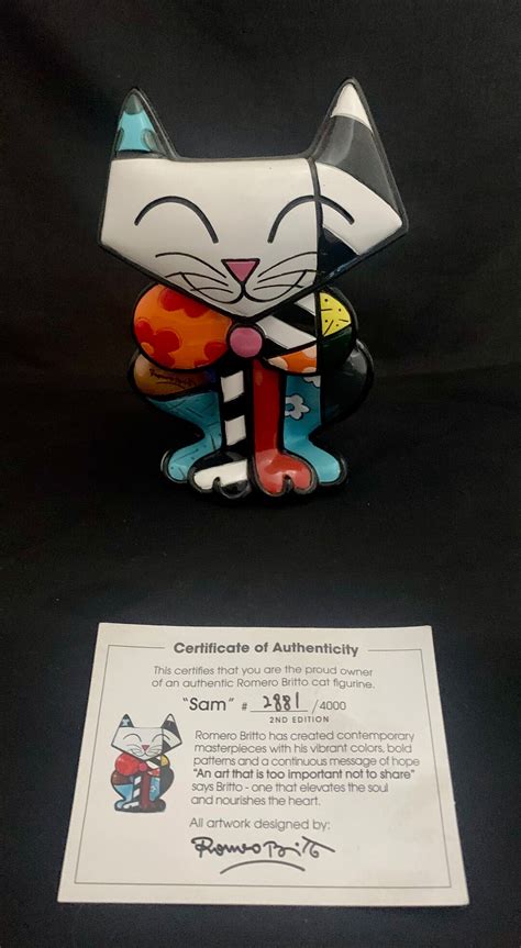 romero britto sam cat in bow tie d 2881 4000 etsy
