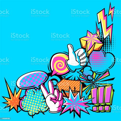 만화 연설 거품 기호와 기호가 있는 배경 만화 팝 아트 창조적 인 이미지입니다 인사장에 대한 스톡 벡터 아트 및 기타 이미지 인사장 함성 감정 Istock