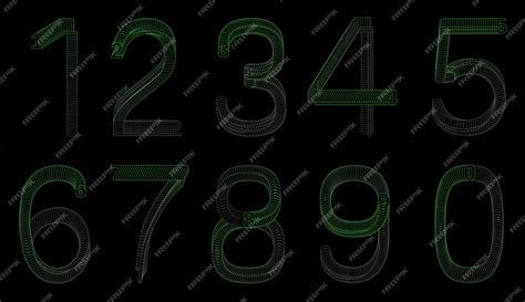 Premium Vector A Set Of Numbers In Green And Black With The Numbers 3