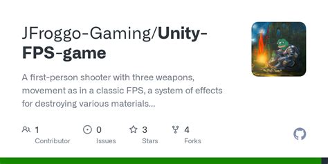 GitHub JFroggo Gaming Unity FPS Game A First Person Shooter With Three Weapons Movement As