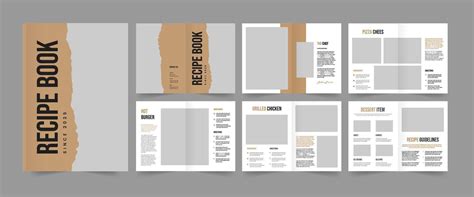 Recipe Book Layout Template Cookbook Design Food Menu Template