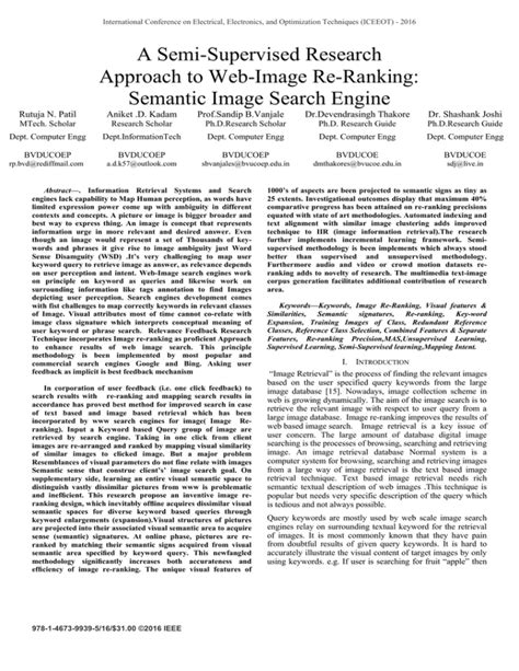 A Semi Supervised Research Approach To Web Image Re