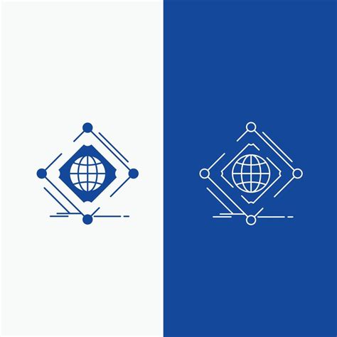 Complex Global Internet Net Web Line And Glyph Web Button In Blue Color Vertical Banner For