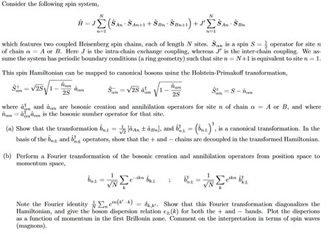 Solved Consider The Following Spin System Chegg Com