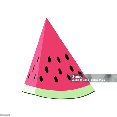 흰색 배경에 격리 된 수박 삼각형 조각의 윤곽 벡터 그림입니다 0명에 대한 스톡 벡터 아트 및 기타 이미지 0명 모양 벡터 Istock