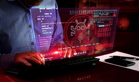 man typing on keyboard with andartificial intelligence hologram screen stock image image of