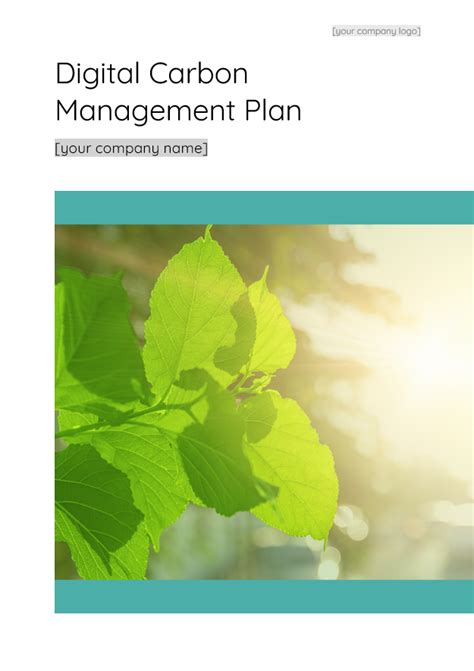 Digital Carbon Management Plan Template Bluewalk