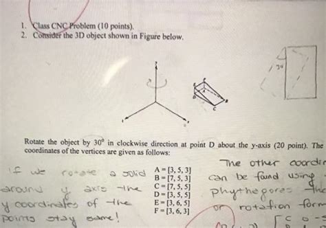 solved class cnc problem consider the 3d object shown in