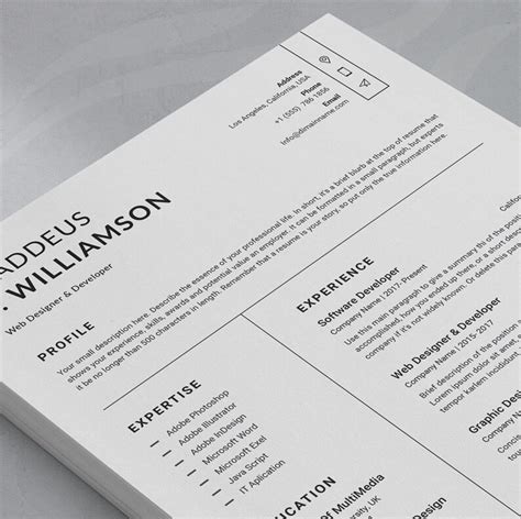 Resume Template Cv Template Matching Cover Letter Minimal Etsy
