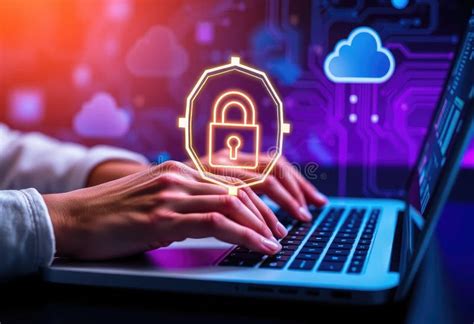 A Cybersecurity Concept Featuring A Futuristic Holographic Interface With A Digital Padlock