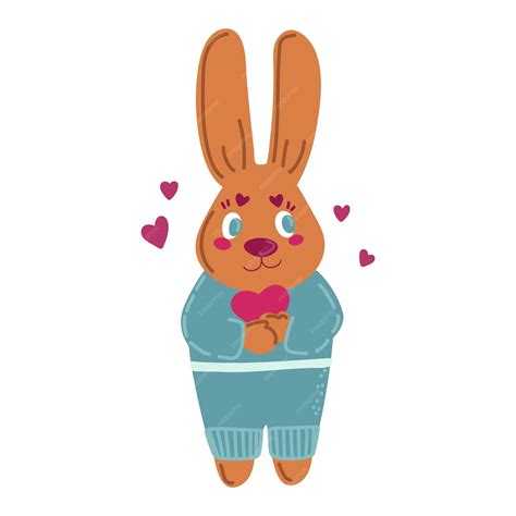 Premium Vector Cute Bunny Girl Cartoon Hand Drawn Vector Illustration