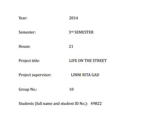 FREE Sample Project Cover Page Templates In PDF MS Word