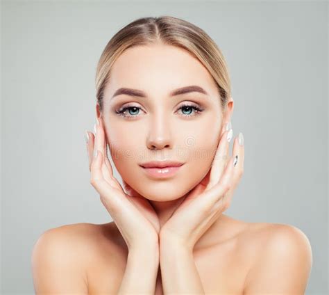 Young Perfect Female Face Perfect Girl With Healthy Skin Stock Image