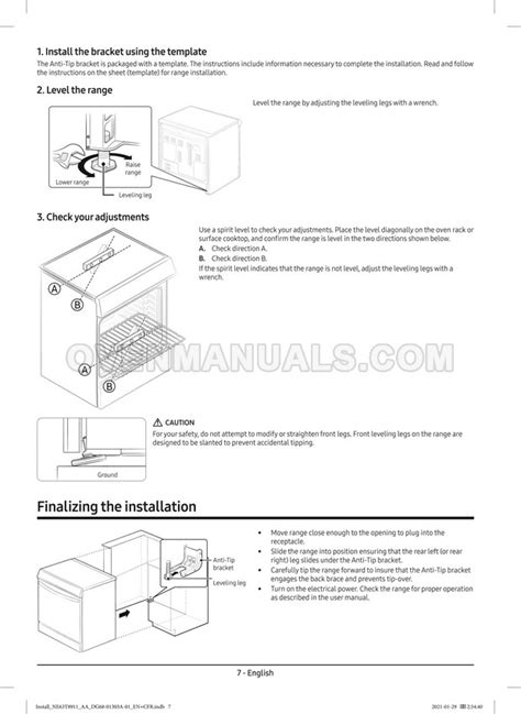 Samsung Ne T Ss Smartthings Range Installation Manual