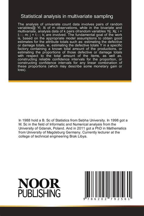 Statistical Analysis In Multivariate Sampling 978 620 2 79256 1 9786202792561 6202792566