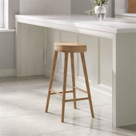 Solid Oak Kitchen Stool 70cm Rayne Furniture123