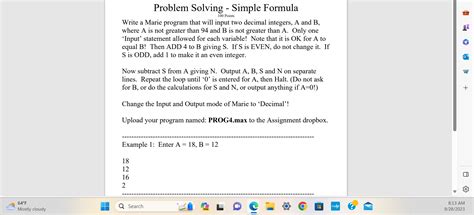 Solved Problem Solving Simple Formula 00 Points Write A